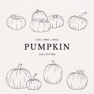 Pumpkin Clip Art Set | Minimal Abstract Line Art | Fine Line | SVG ...