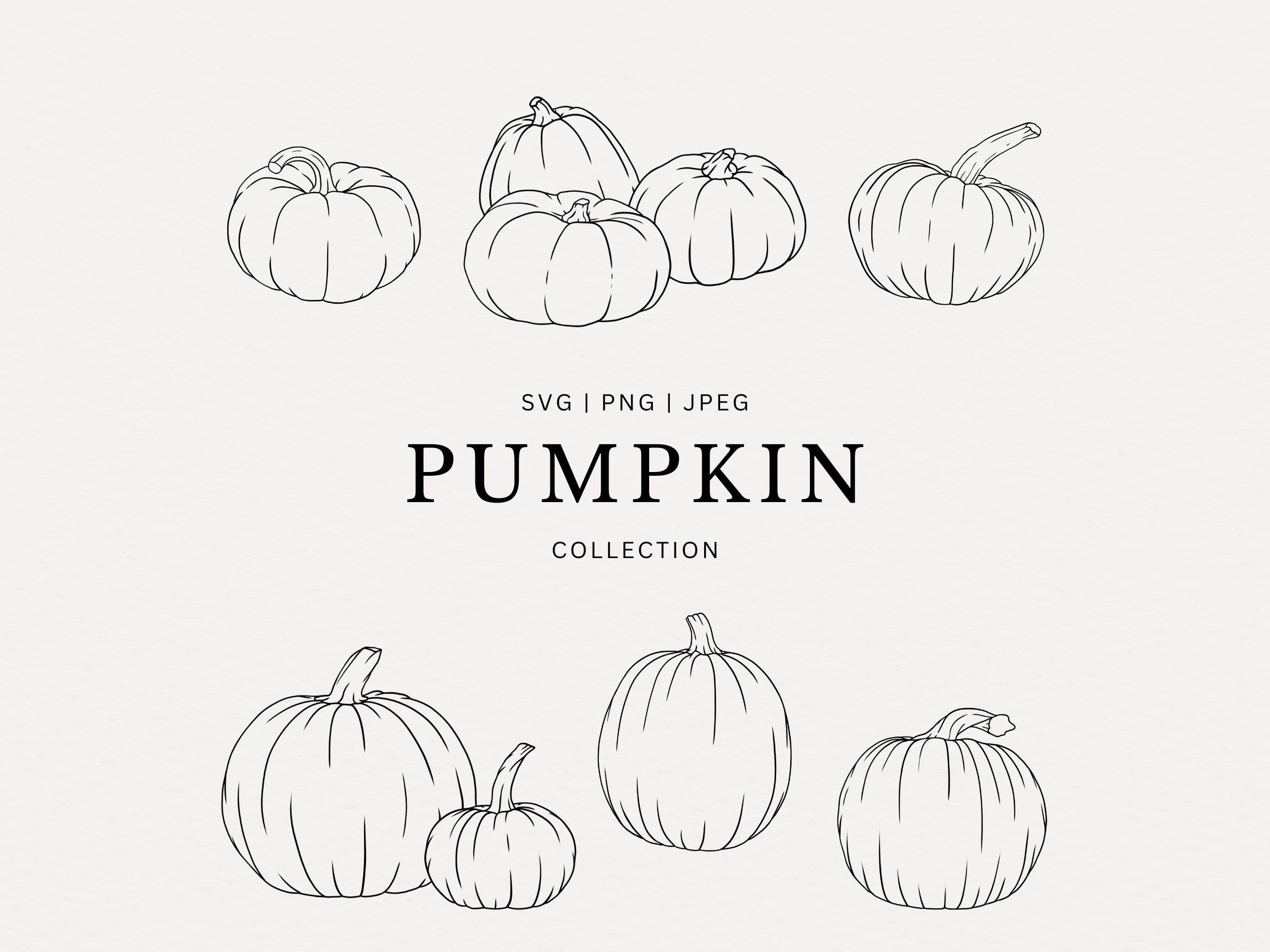 Pumpkin Clip Art Set | Minimal Abstract Line Art | Fine Line | SVG ...