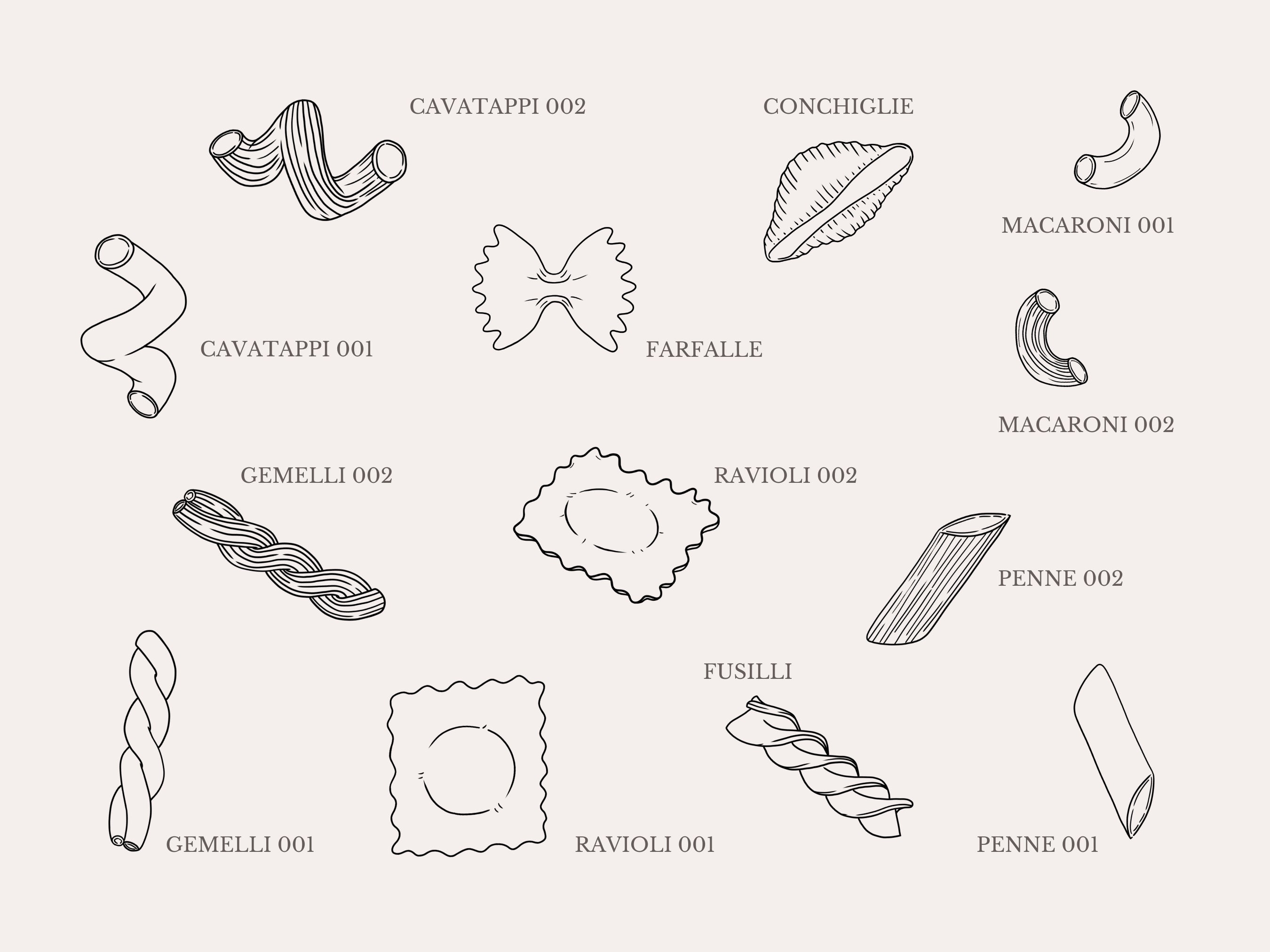 Pasta Clip Art Set | Minimal Abstract Line Art | Fine Line | SVG | PNG ...