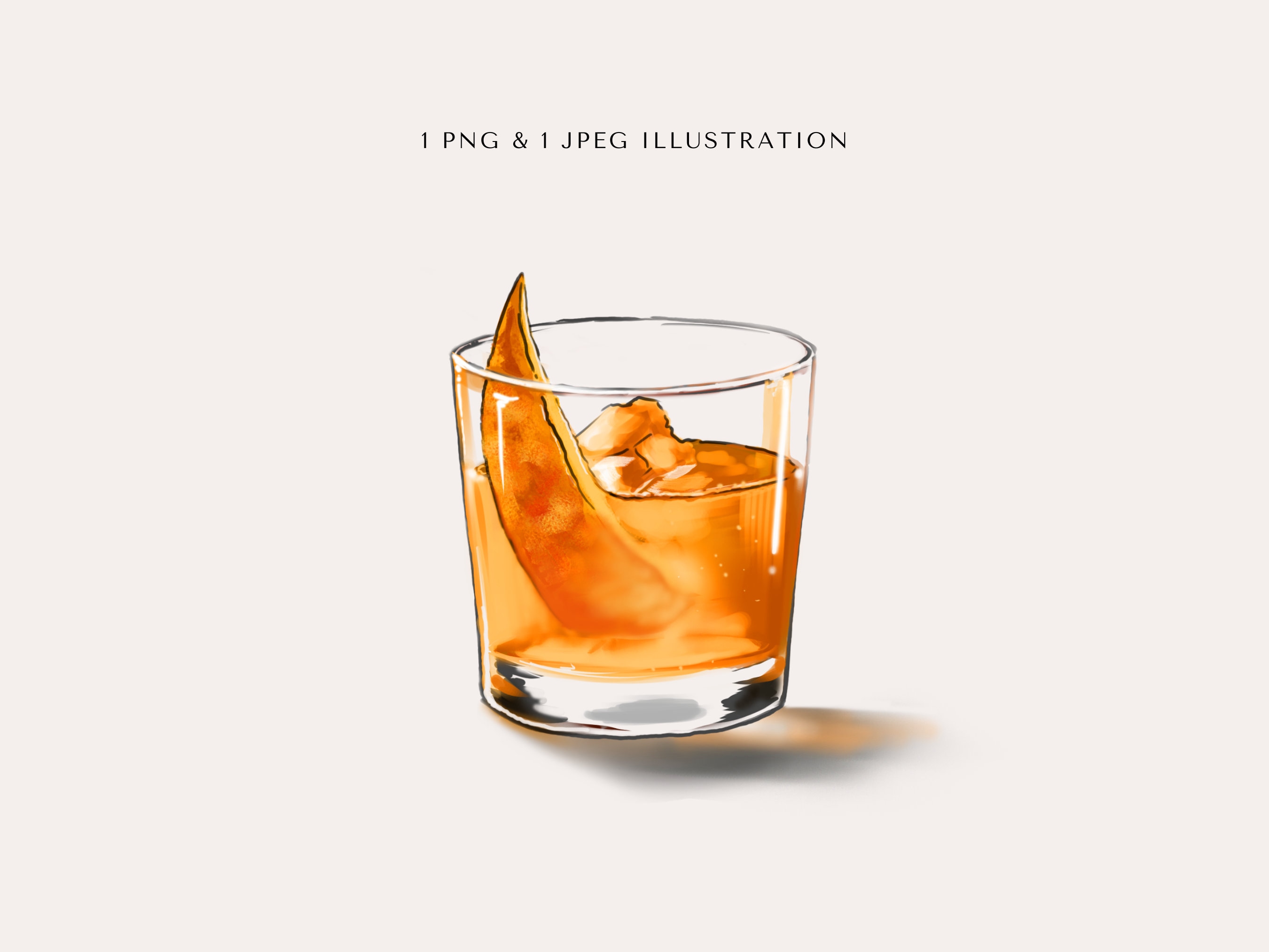 Old Fashioned Cocktail Alcoholic Drink Colored Clip Art | PNG | JPEG ...