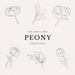 Peony Clip Art Set | Minimal Abstract Line Art | Fine Line | SVG | PNG ...