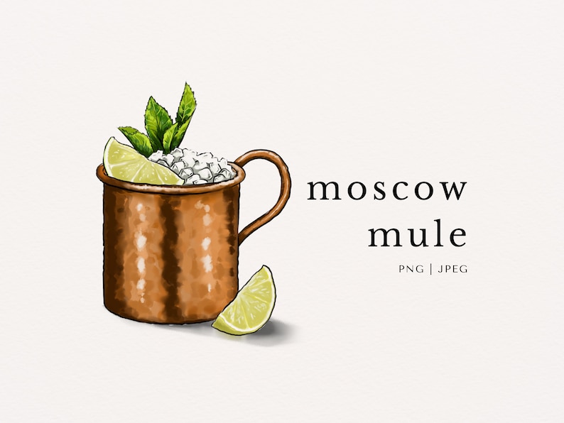 Moscow Mule Cocktail Alcoholic Drink Colored Clip Art | PNG | JPEG ...