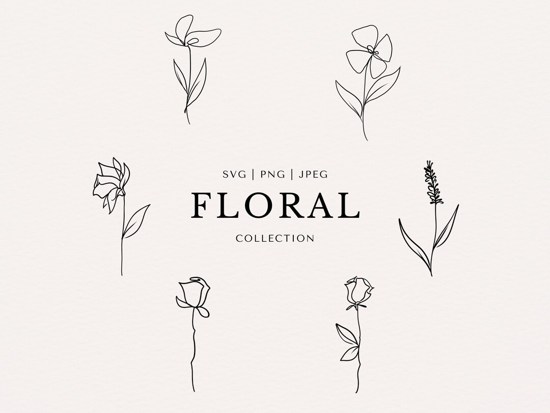 Floral Line Clip Art Set | Minimal Abstract Line Art | Fine Line | SVG ...