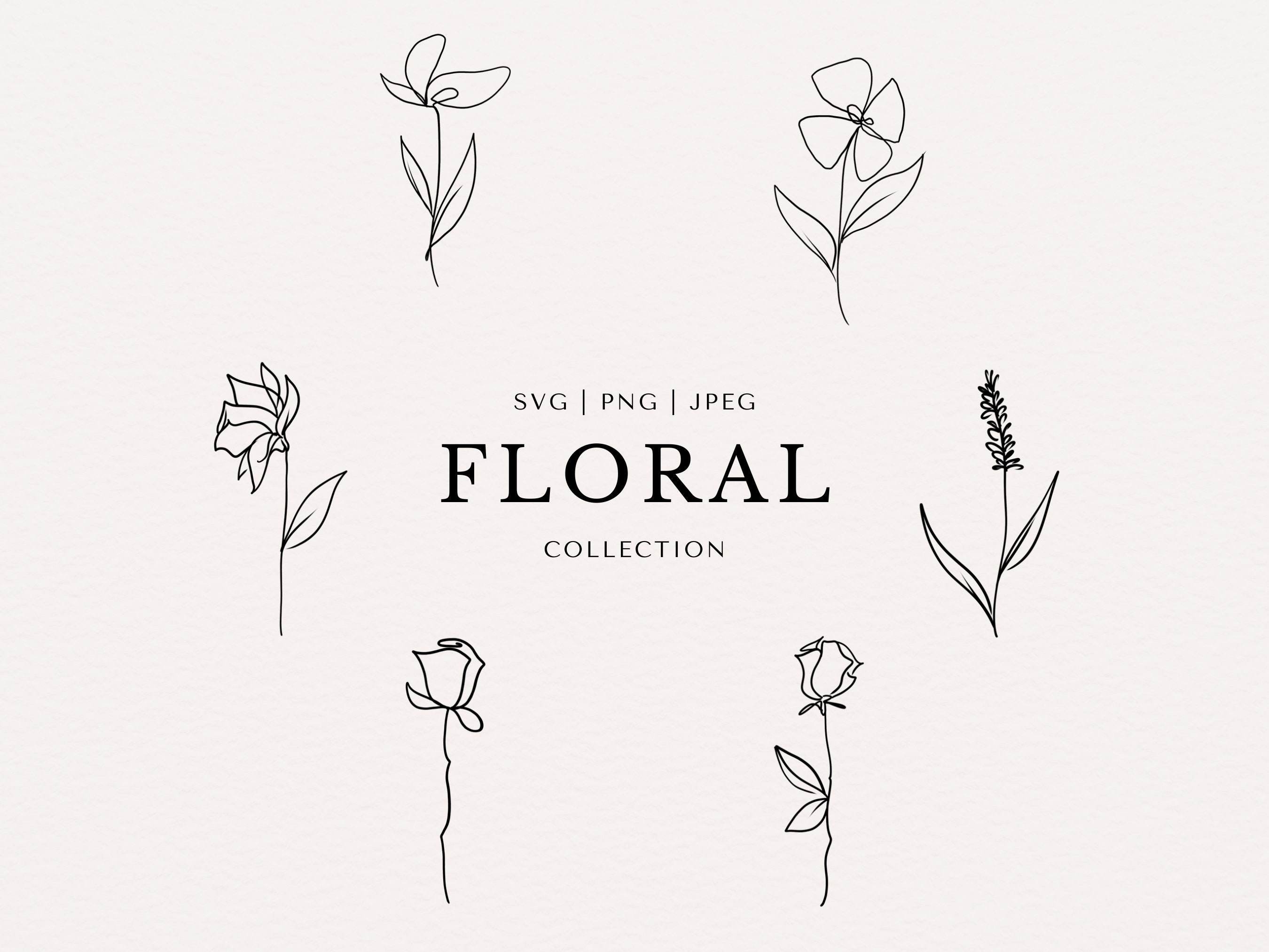 Floral Line Clip Art Set | Minimal Abstract Line Art | Fine Line | SVG ...