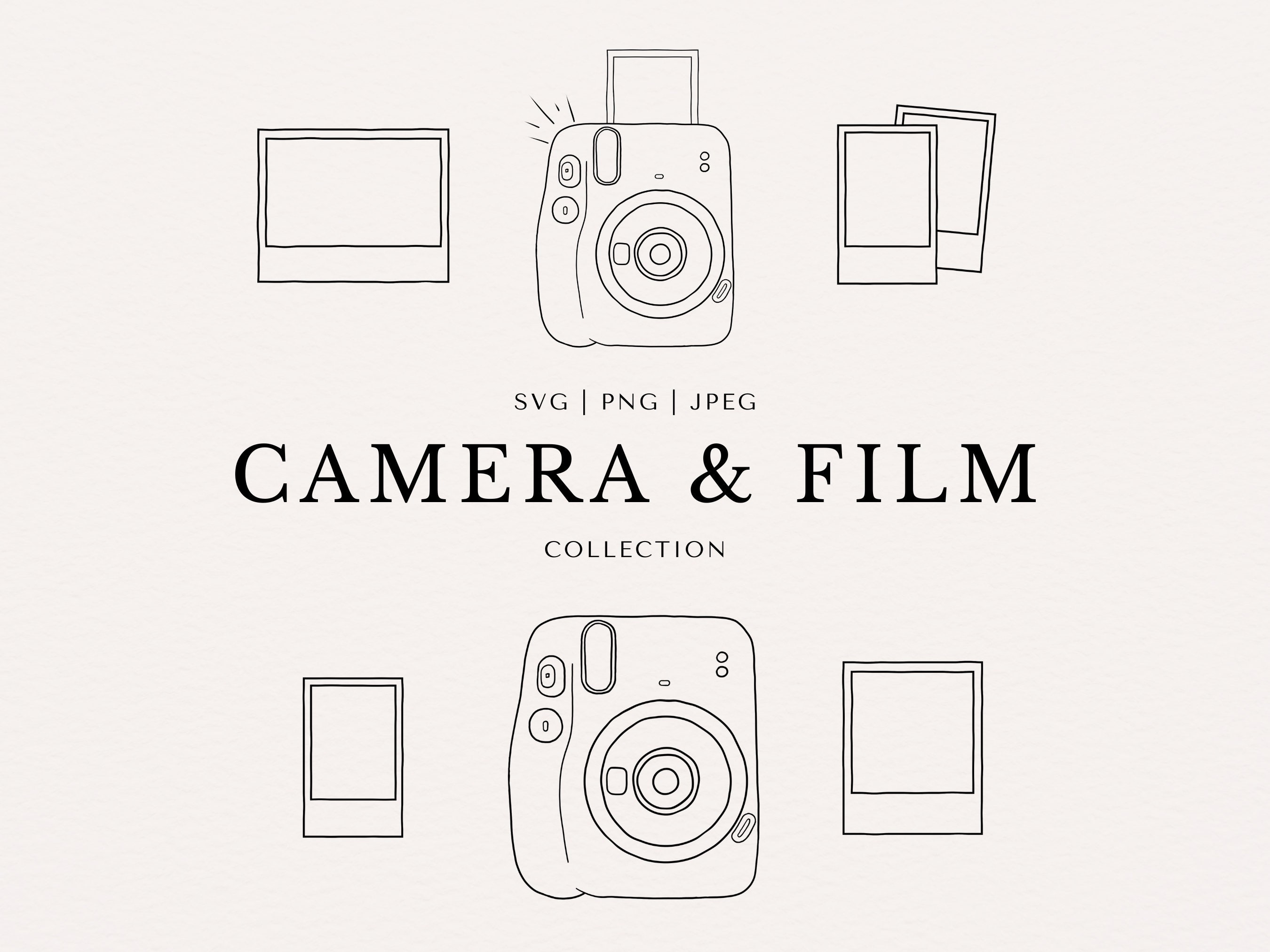 Camera & Film Clip Art Set | Minimal Abstract Line Art | Fine Line ...