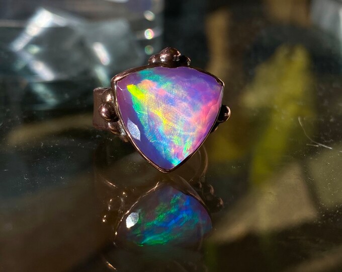 Aurora Opal shield Ring - Etsy