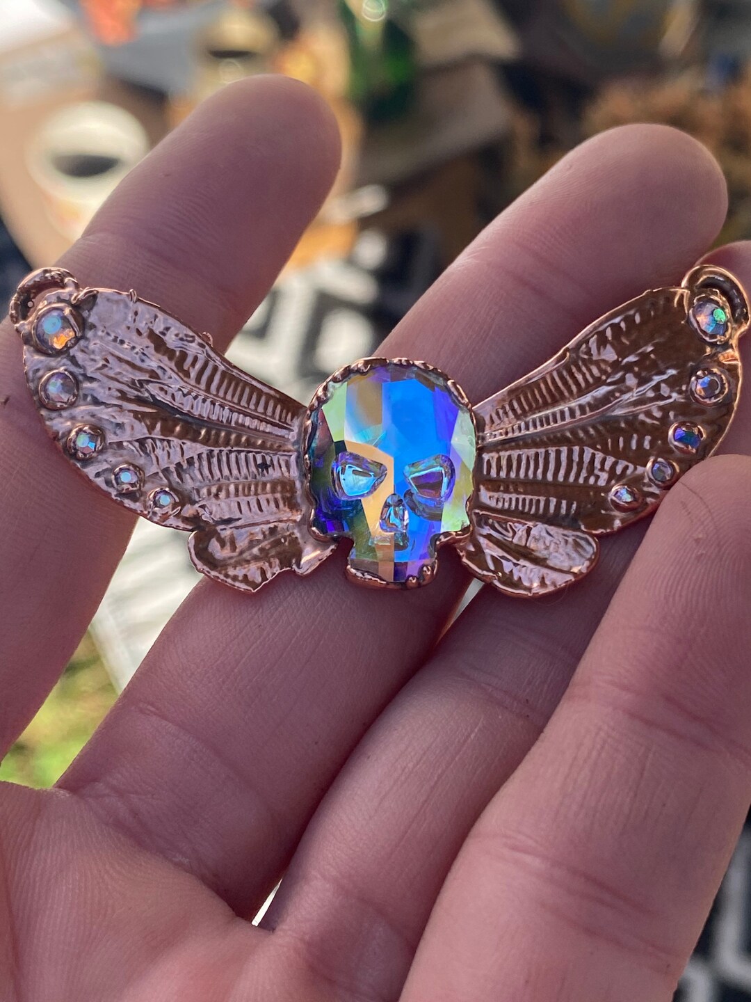 Memento Mori Cicada Wings and Swarovski Skull Choker - Etsy