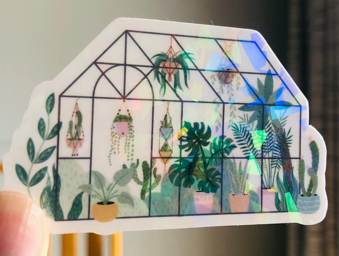 Holographic Greenhouse Sticker, Die Cut Sticker, Rainbow Sticker, Gift ...