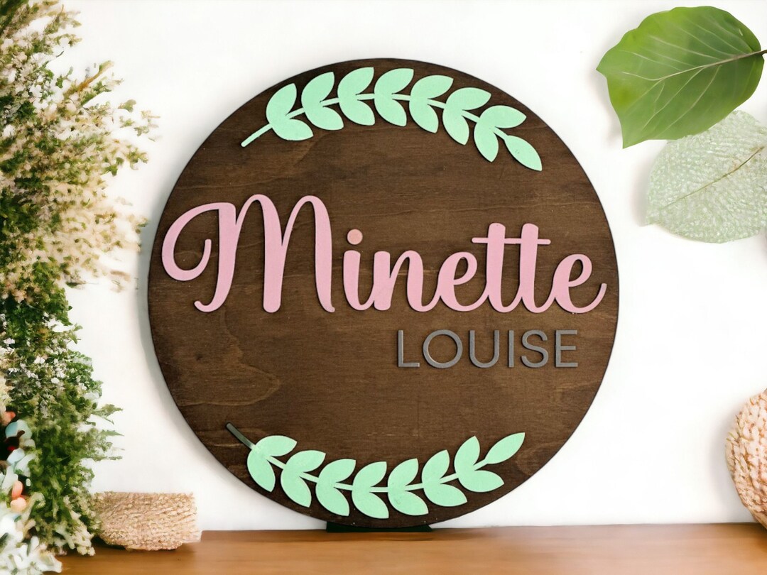 Personalized Baby Girl Nursery Sign: 3D Wood Name Wreath - Etsy