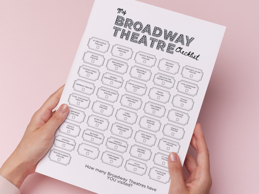 Broadway Theatre Checklist (black and White) - Etsy