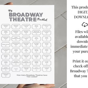 Broadway Theatre Checklist (black and White) - Etsy