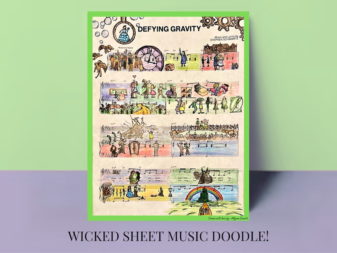 WICKED THE MUSICAL, Sheet Music Doodle. - Etsy