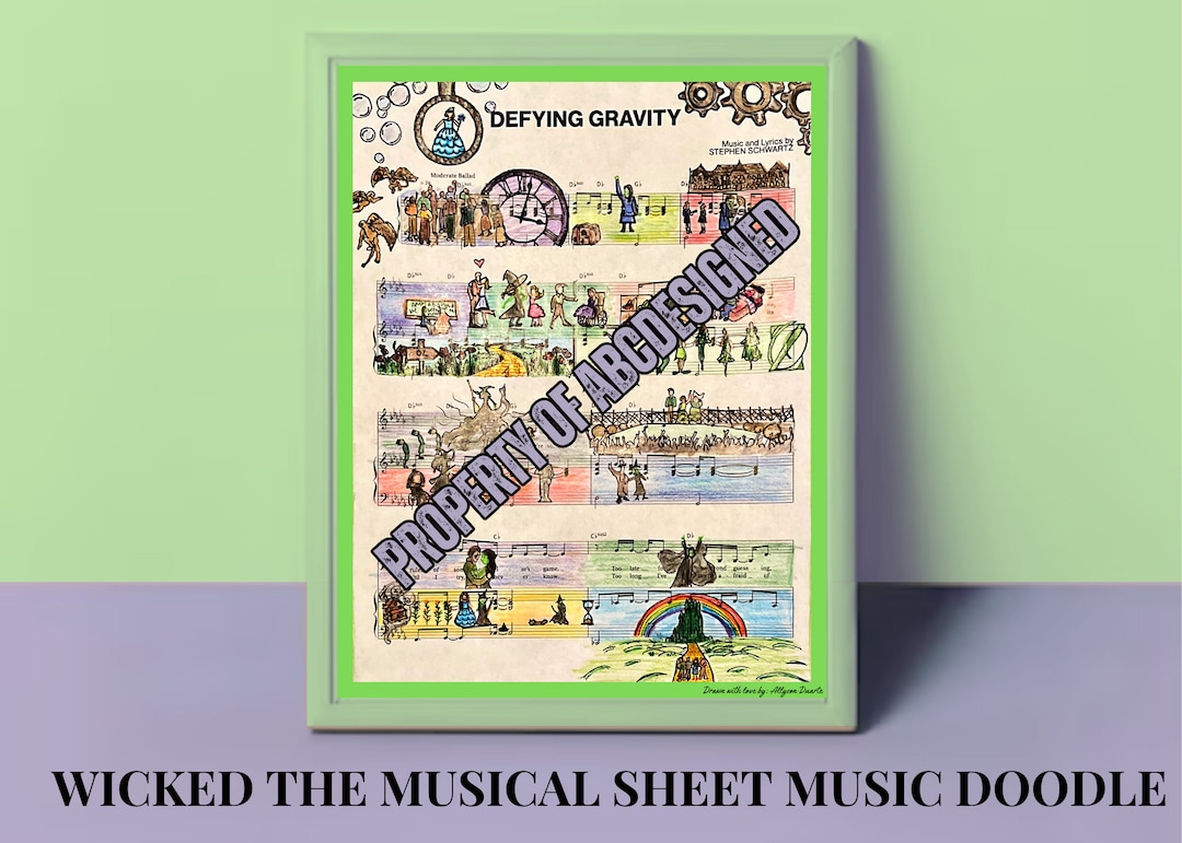 WICKED THE MUSICAL Sheet Music Doodle. - Etsy