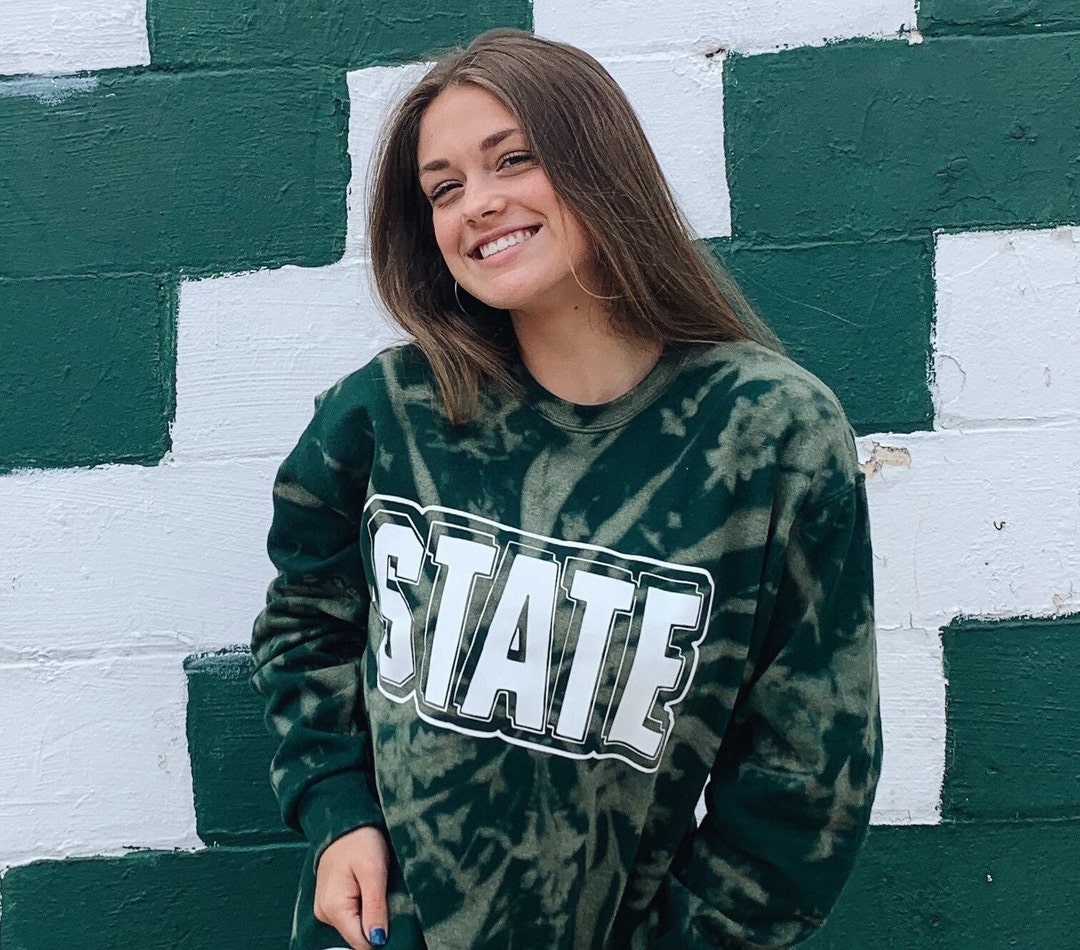 College Tie Dye Sweatshirt/ College Apparel/ Bleach Dye Sweatshirt ...