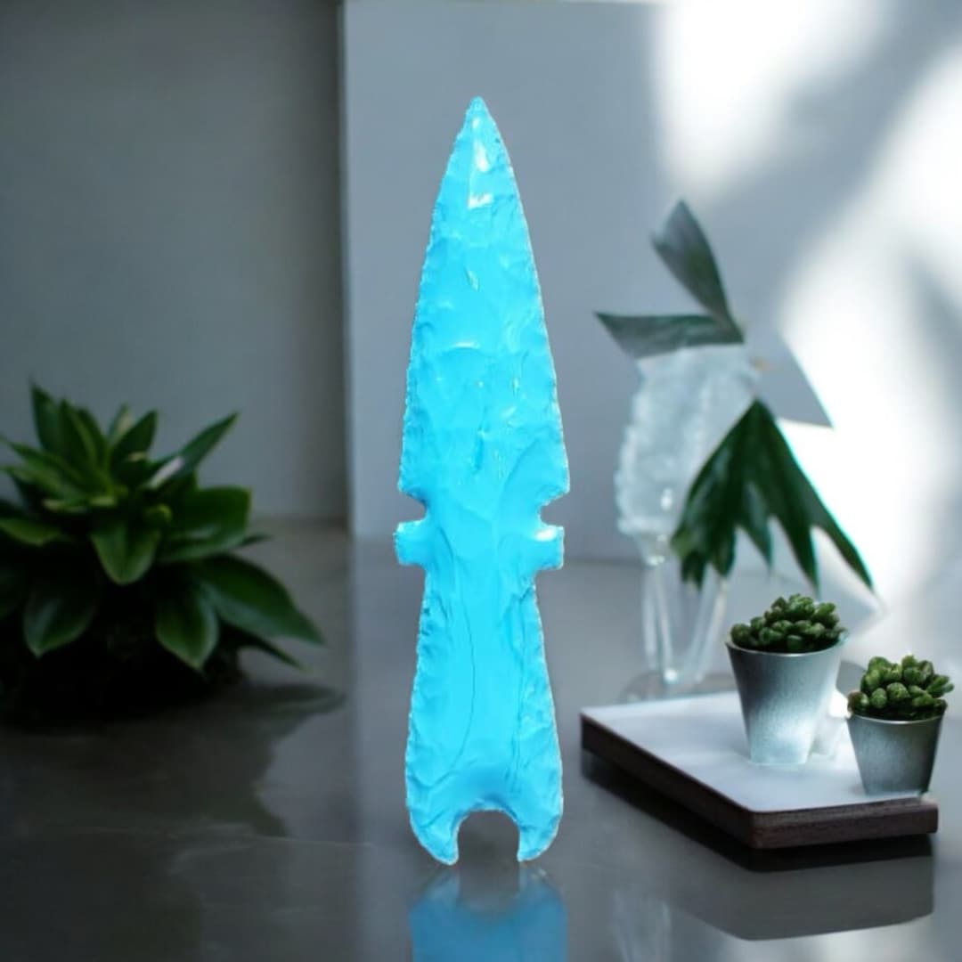 6" Turquoise Opal Spearhead Arrowhead Healing Crystal Knife Blade ...