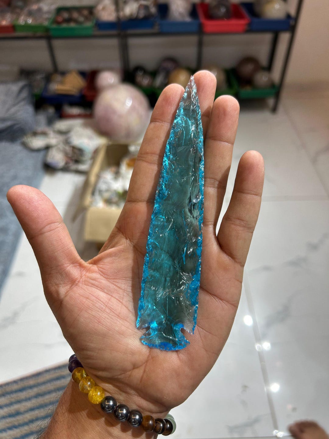 Aqua Obsidian Spearhead Large Arrowhead Crystal Healing, Crystal ...