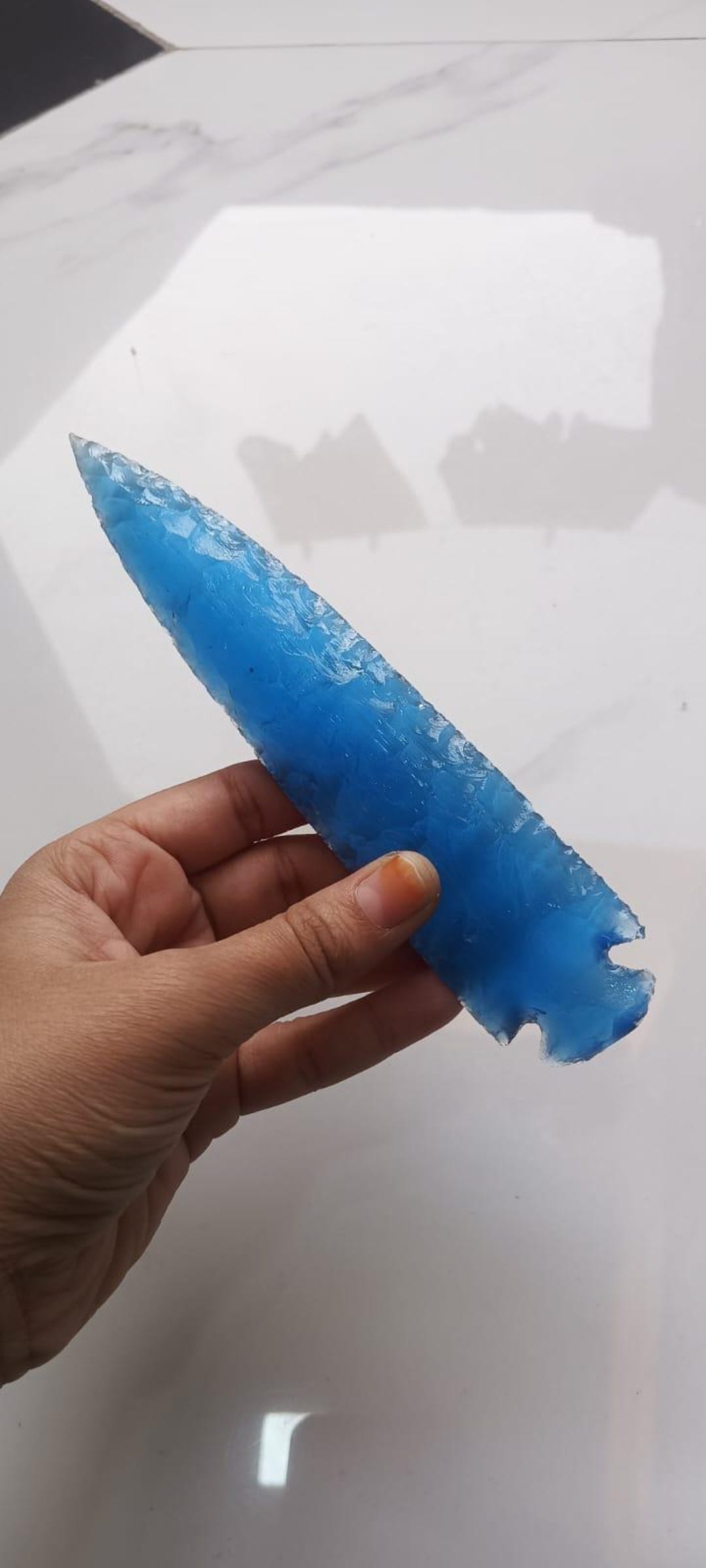 6''aqua Selenite Fiber Optic Glass Arrowhead Crystal Healing Crescent Arrowhead Shape, Crystal ...