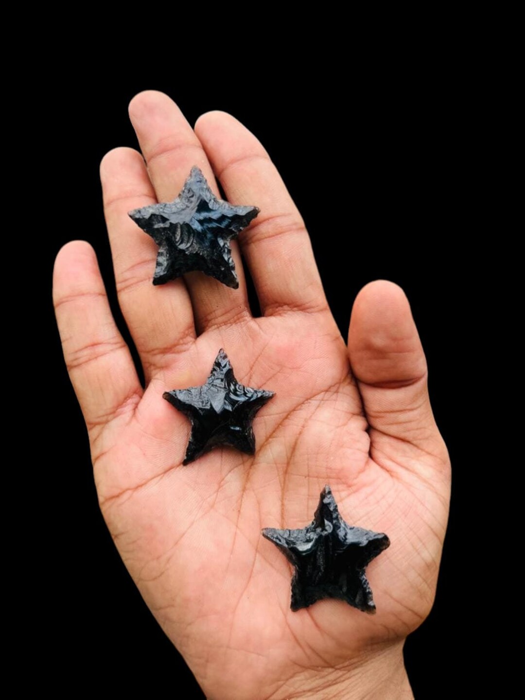 5 Pcs Obsidian Stars, Black Obsidian Star Carving, Star Jewellry ...