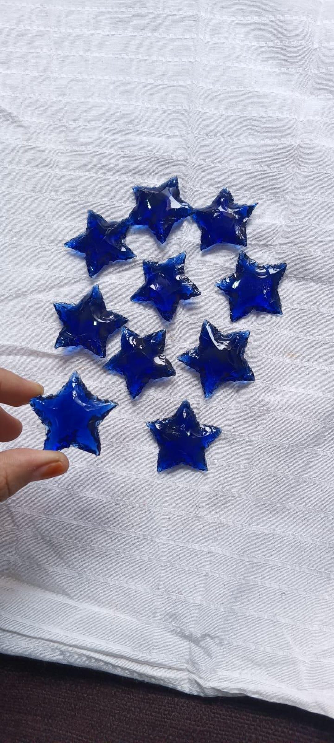 Blue Obsidian Glass Star: Carved Crystals (5pcs) - Etsy