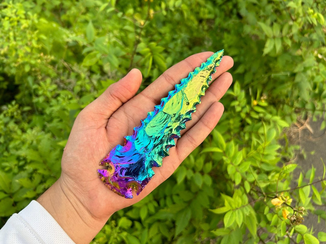 Angel Aura Titanium Coated Arrowhead: Hand Crafted Crystal Point - Etsy