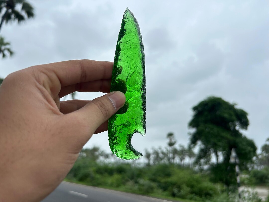 Natural Green Obsidian Glass Knife Hand Knapped Crystal Knives Stone ...