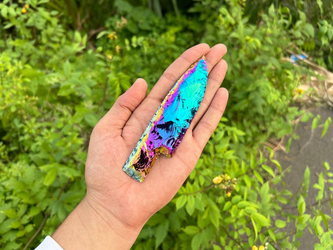 Handmade Titanium Coated Knife Blade Shape Spear Head 6'' Metaphysical ...