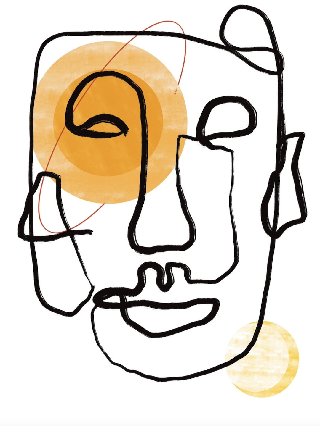 Abstract Line Art Portrait 2 Ink Drawing Portrait Space Saturn - Etsy