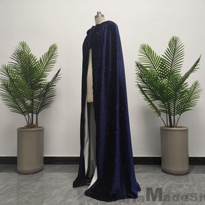 Medieval Wedding Velvet Cloak, Blue Sequin Velvet Cloak, Hooded Cloak ...
