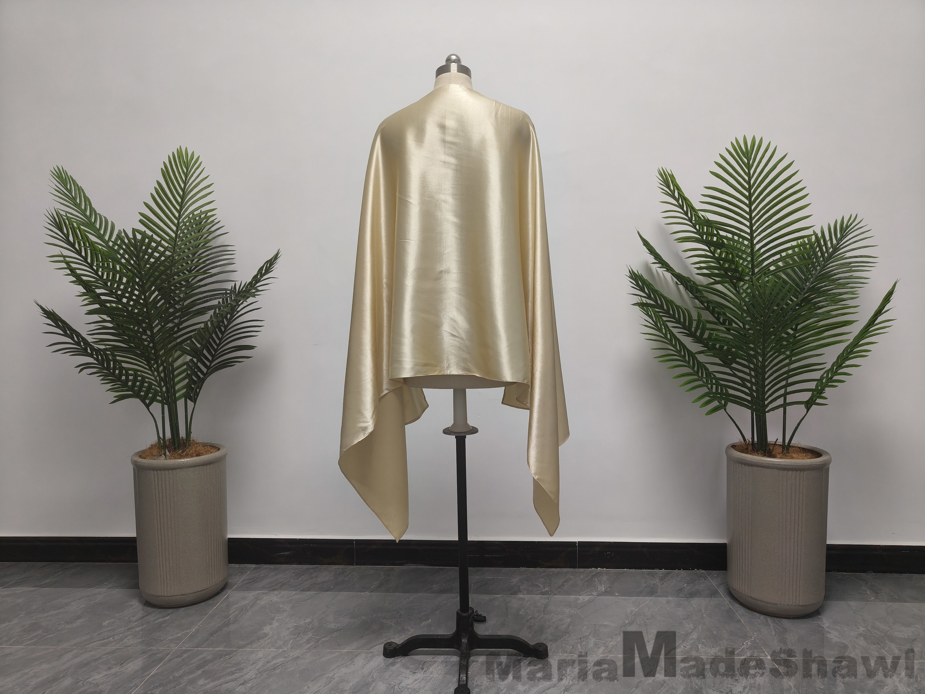 Beautiful Bridal Satin Shawl, Champagne Satin Wedding Shawl, Medieval ...