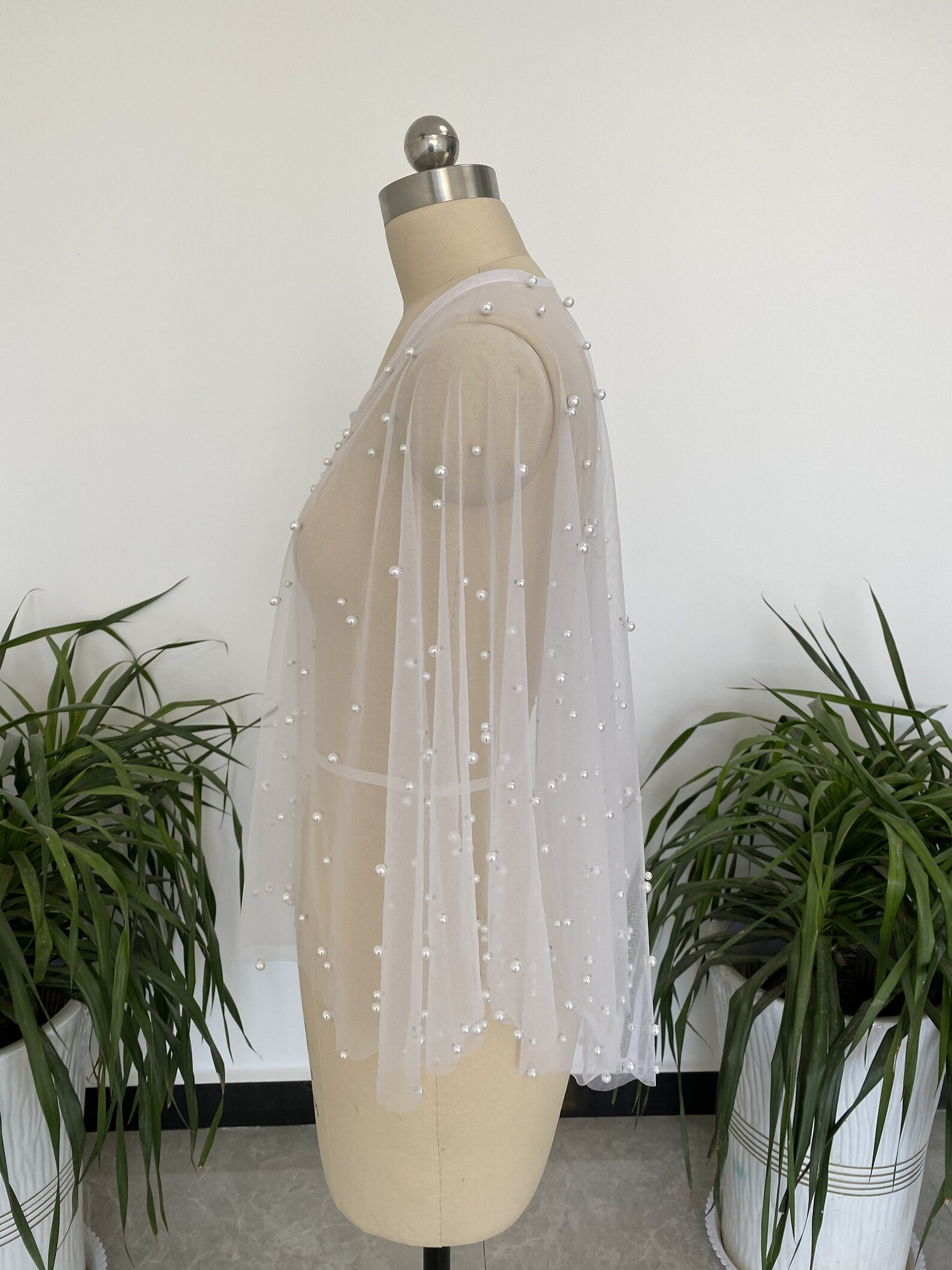 Pearl Shawl Wedding Bridal Veil Bridesmaid Shawl Cloak Party Prom Shawl ...