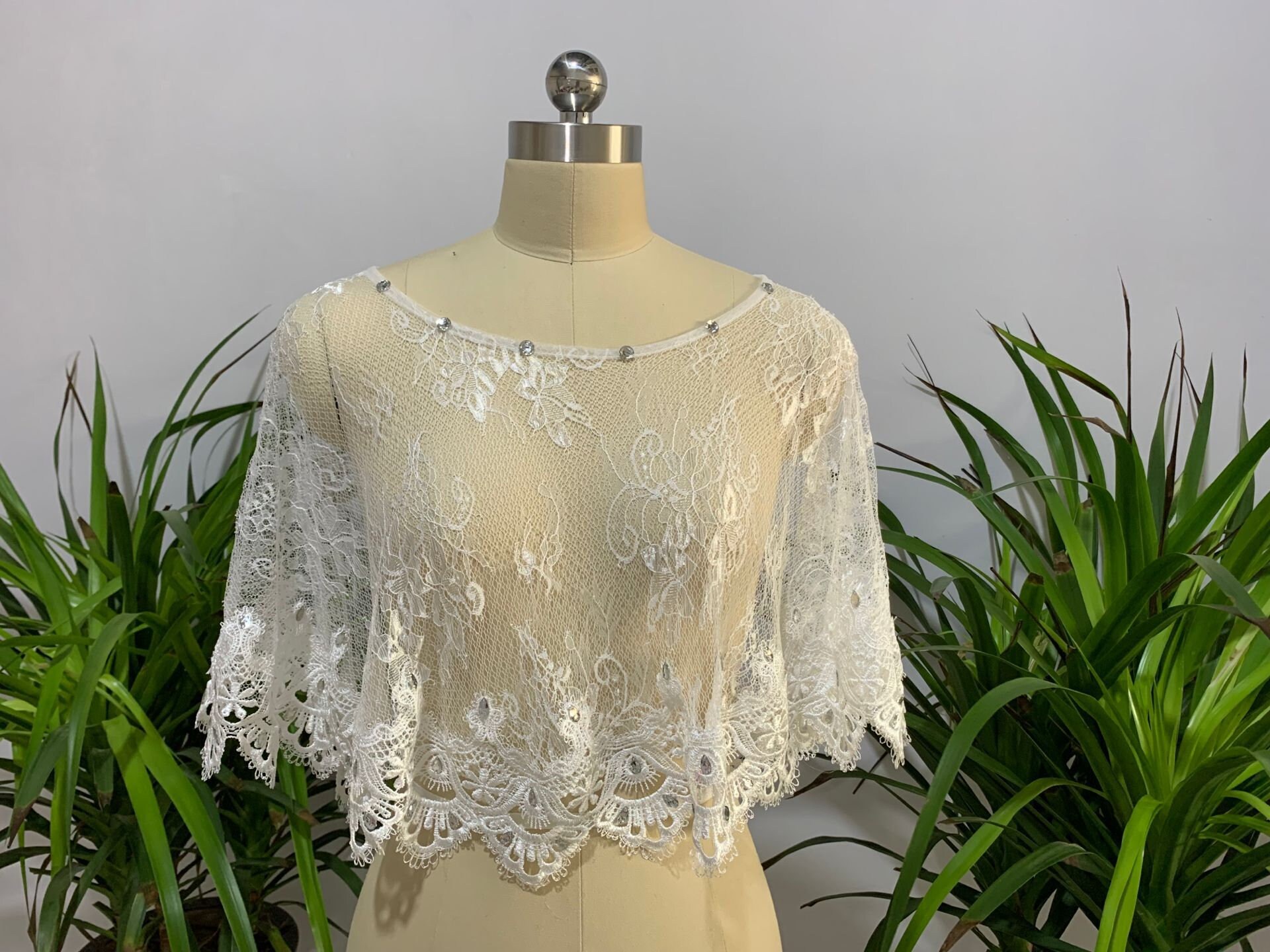 Wedding Lace Rhinestones Shawl Women Bridal Cape Cloak - Etsy