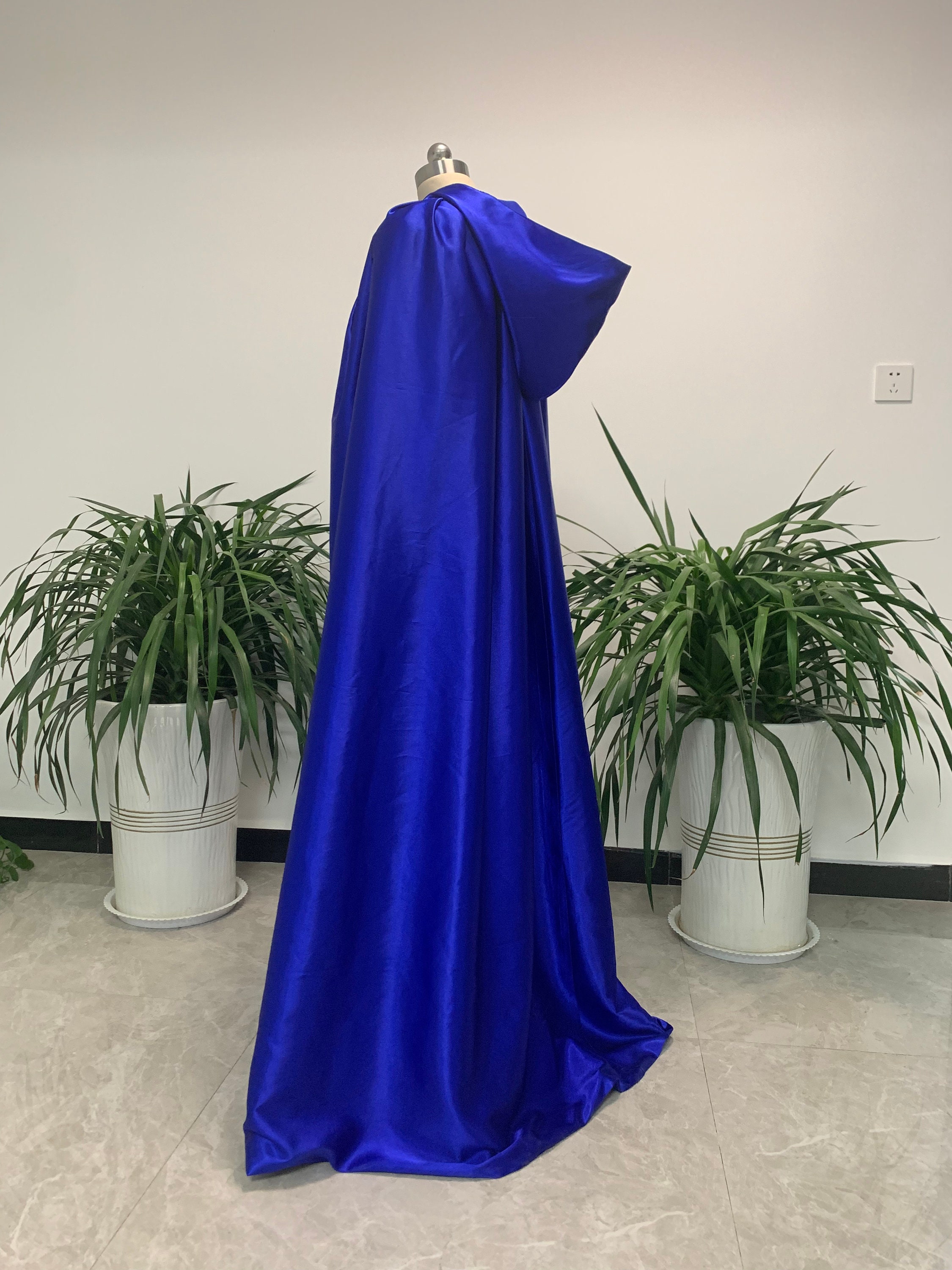 Wedding Cloak Satin Cloak Womens Satin Cloak Royal Blue Cloak Hooded ...