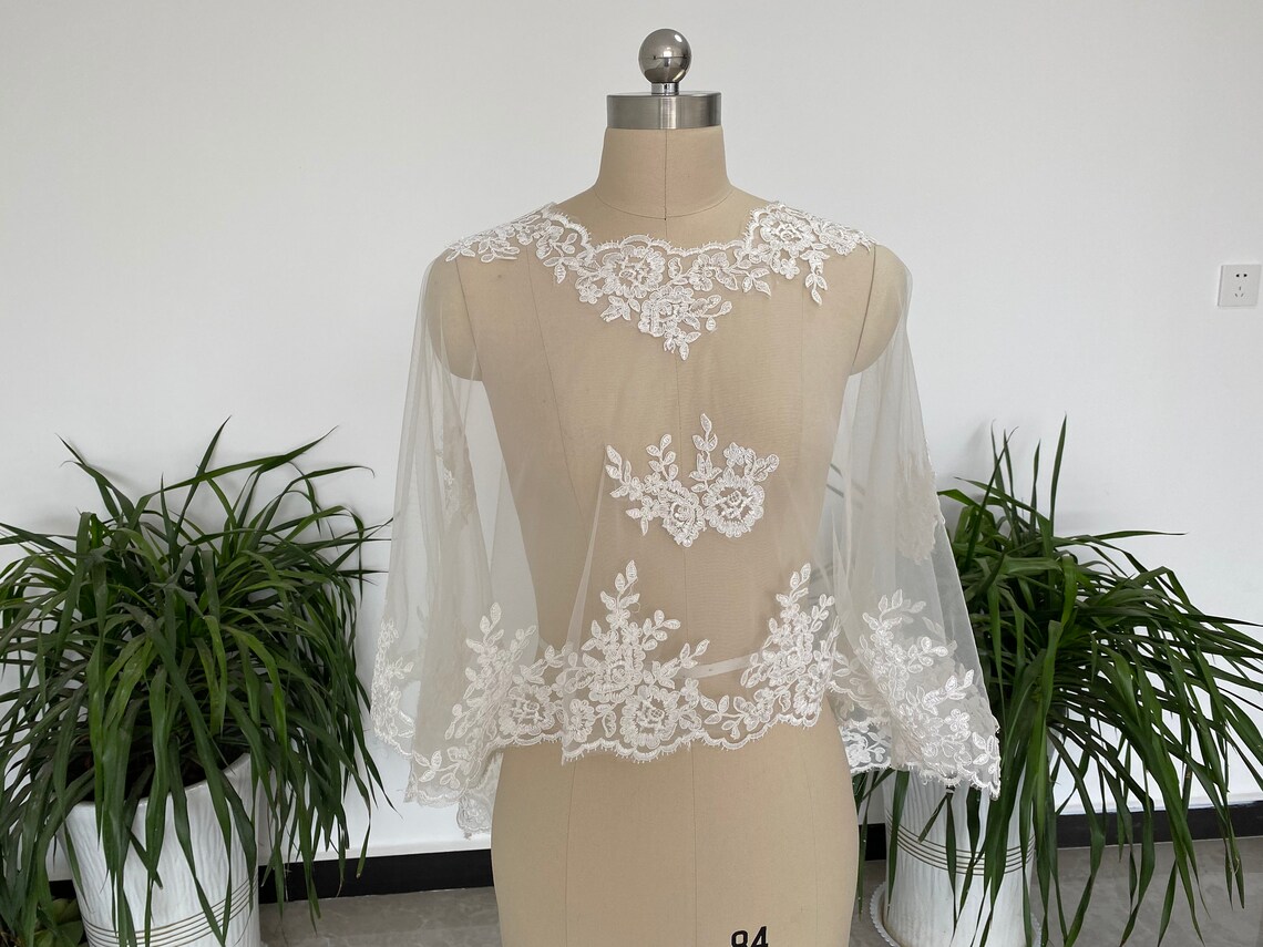 Lace Shawl Womens Party Prom Shawl Party Shawl Cape White or Ivory Lace ...