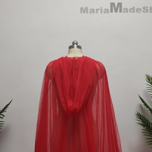 Romantic Wedding Tulle Shawl, Fashionable Bridal Red Tulle Shawl, Long ...