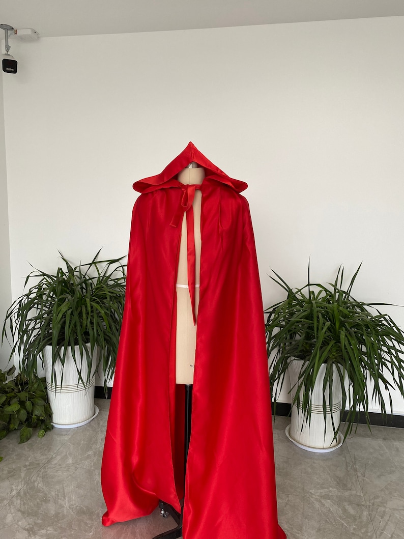 Hooded Cloak Satin Bridal Veil Red Wedding Cloak Medieval - Etsy