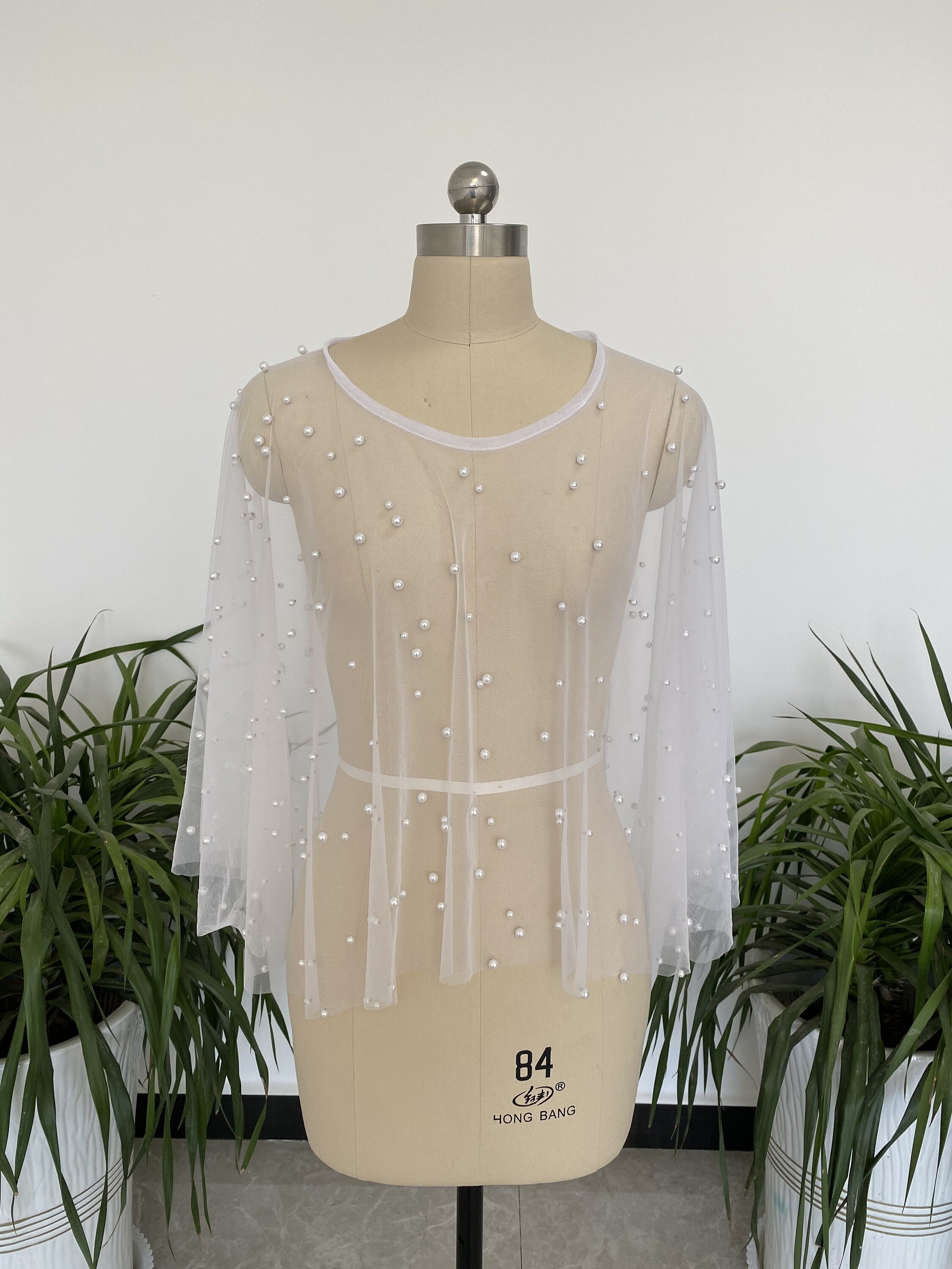 Pearl Shawl Wedding Bridal Veil Bridesmaid Shawl Cloak Party Prom Shawl ...