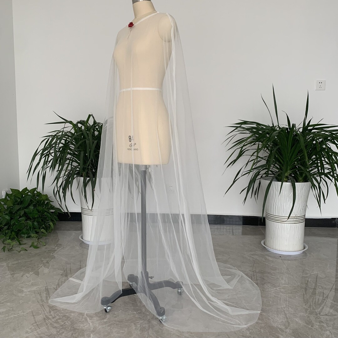 Wedding Cape Veil Tulle Lace Bridal Cloak Shrug White/ivory Women Beach ...