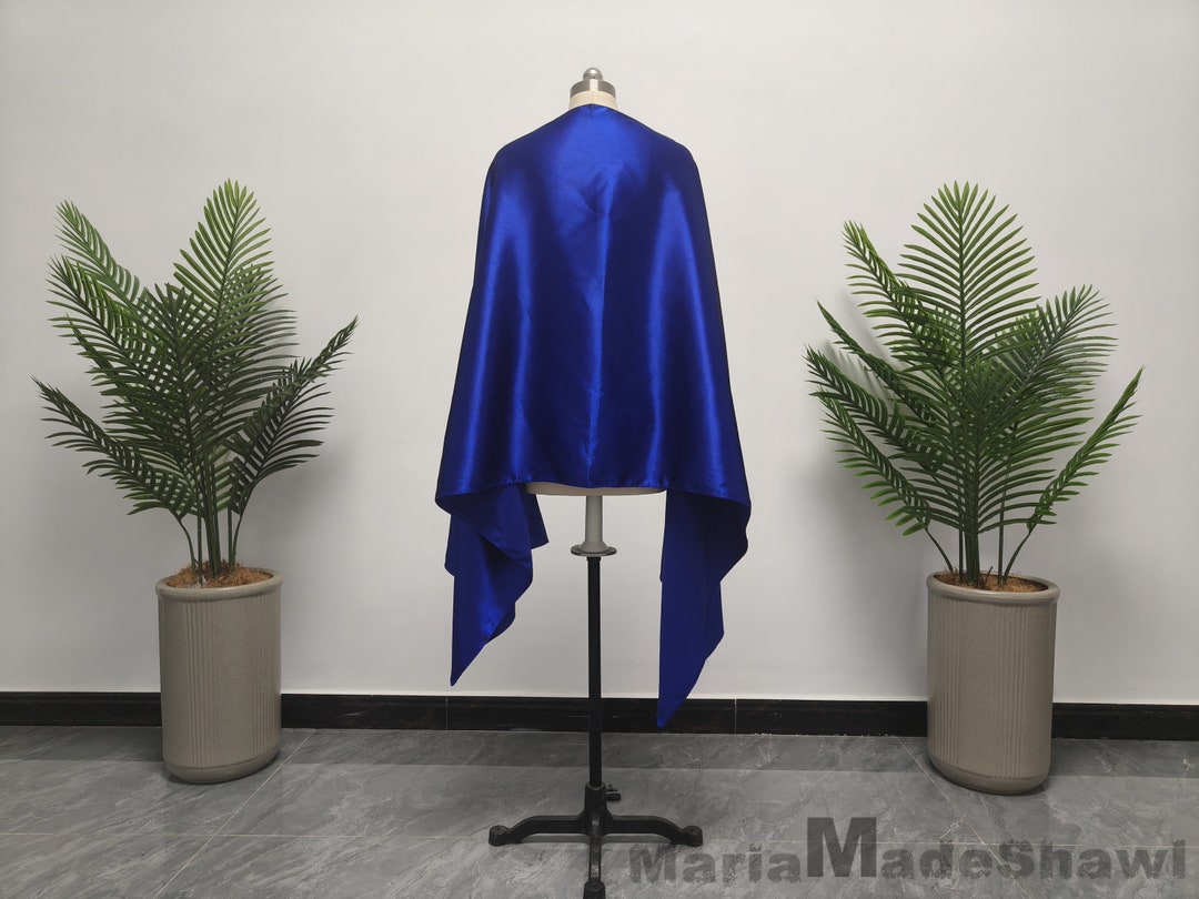 Wedding Satin Shawl, Bolero Bridal Wrap, Blue Satin Shawl, Vintage ...