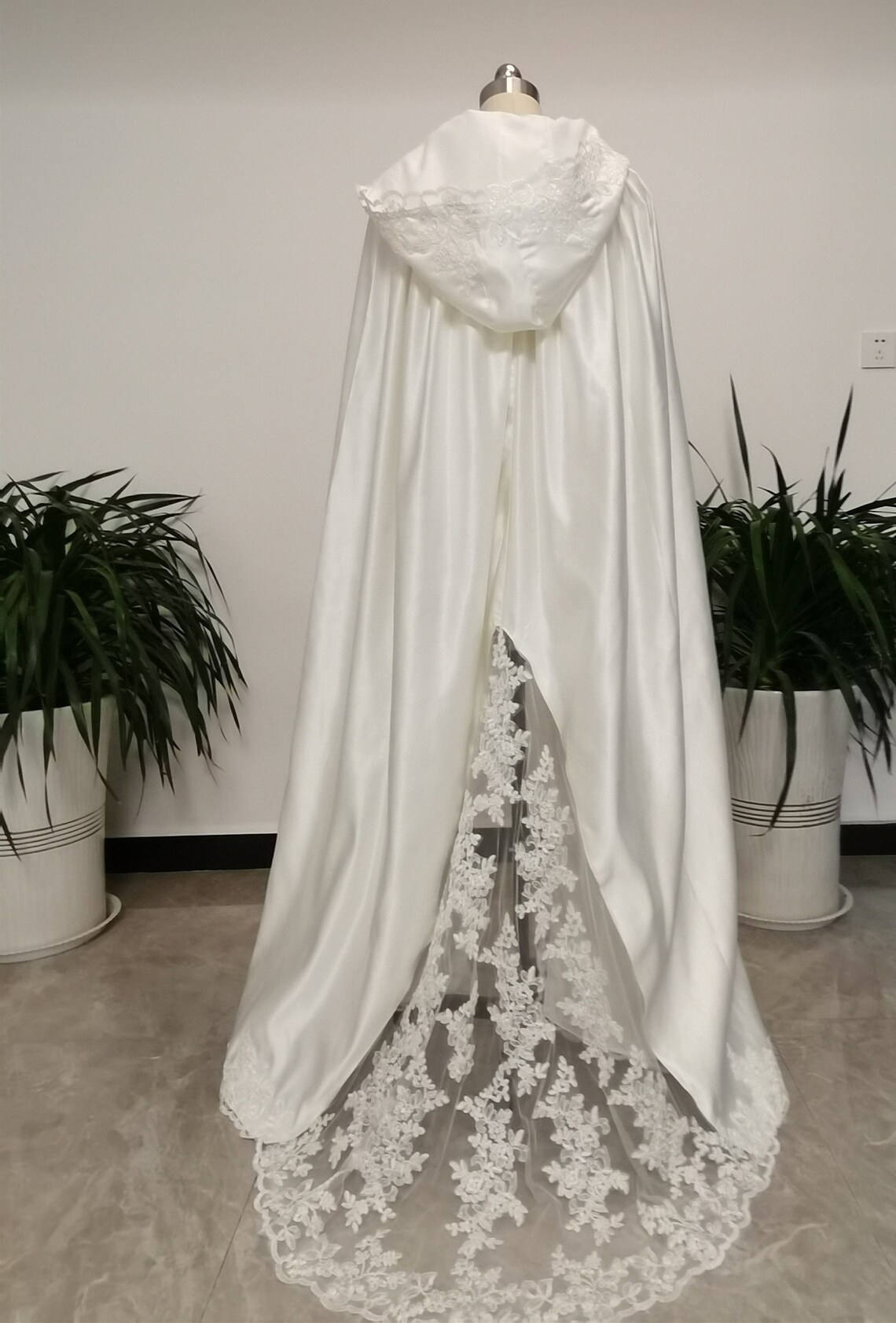 Satin Wedding Cloak Long Wedding Bridal Coat Cloak White/Ivory | Etsy