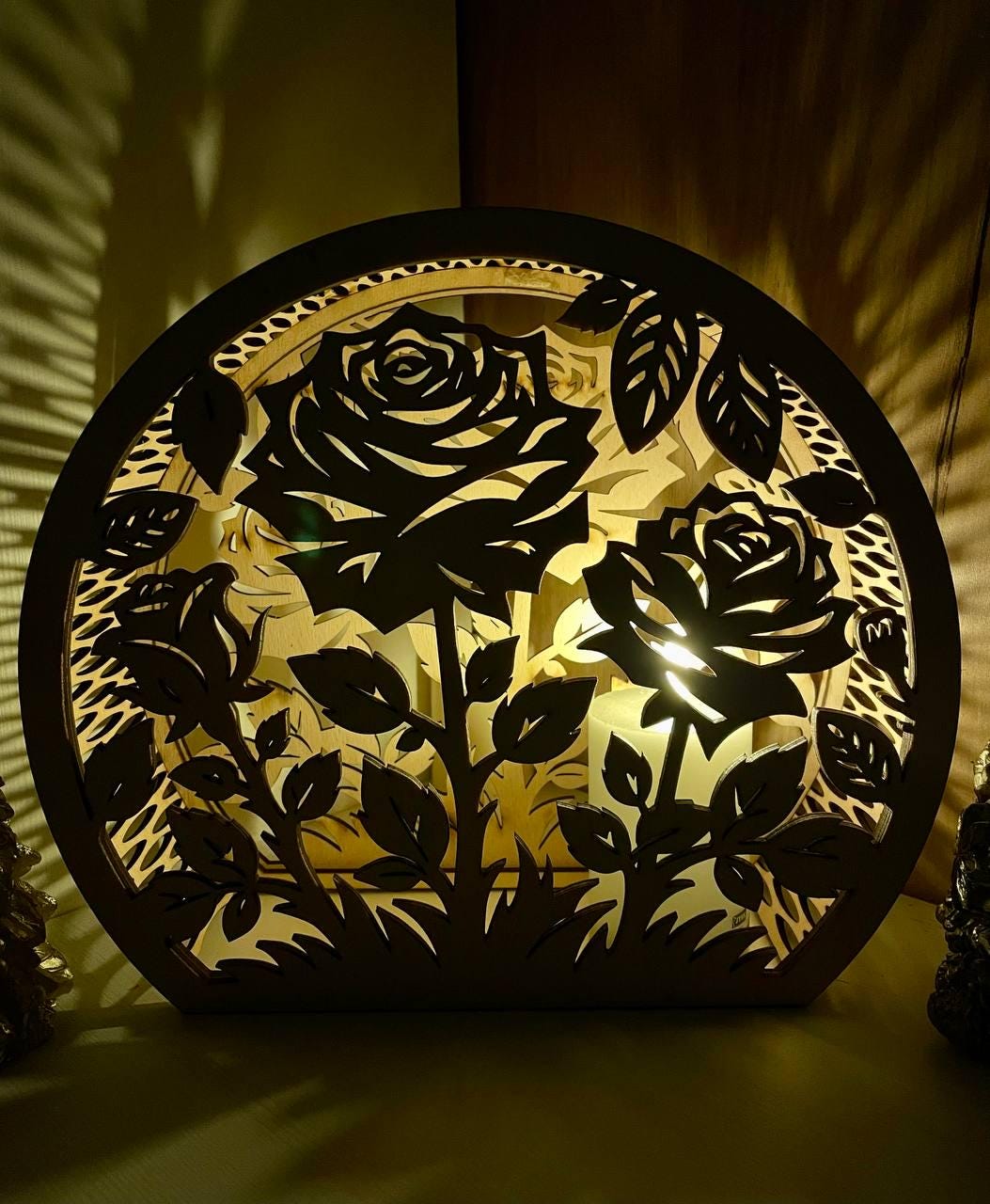 Laser Cut Flowers Lamp Light Night Svg Template Flowers Candle Holder ...