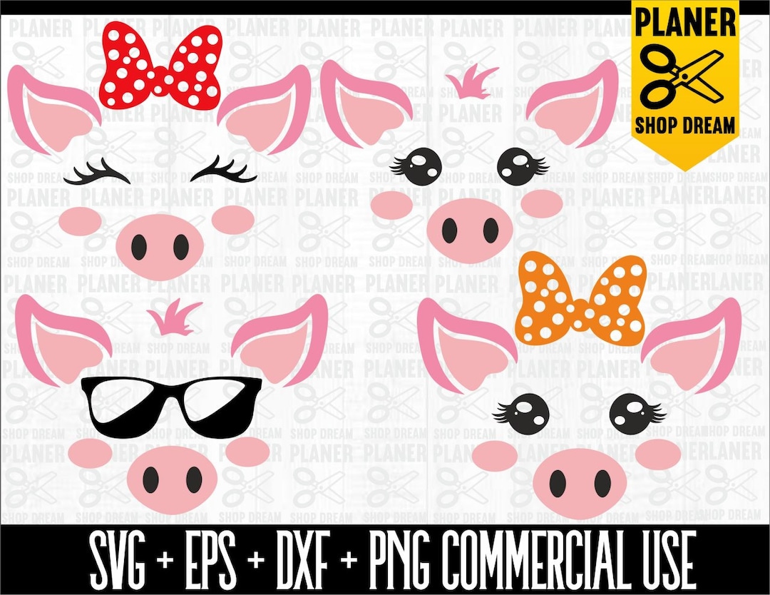 Pig SVG, Pig Faces SVG Cut File for Cricut, Farm Svg,eyelashes Svg ...