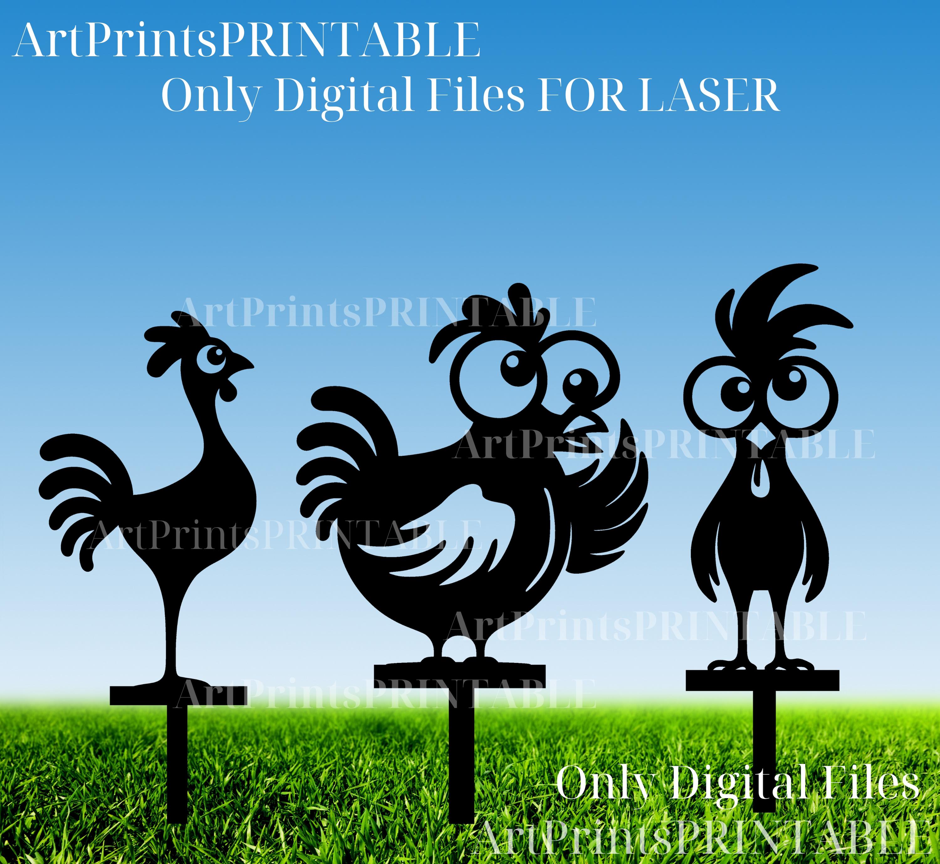 Funny Chickens Stakes SVG, Chickens CNC, 6 Signs DXF File for Plasma ...