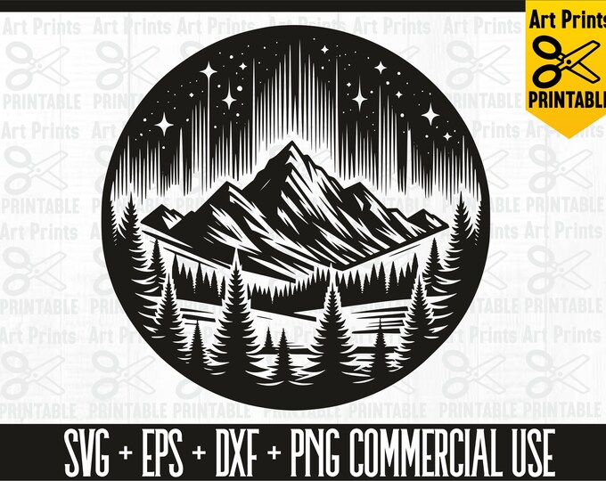 Northern Lights Svg Png Dxf Pdf, Northern Lights Cricut Files, Northern ...