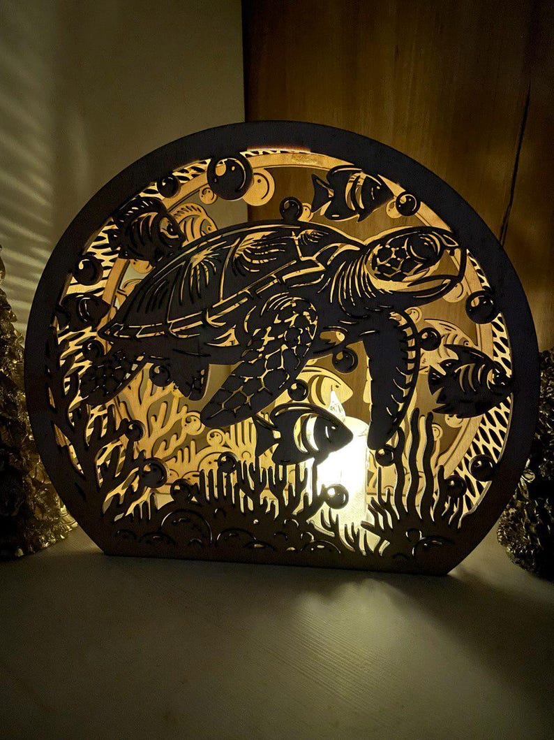 3D Luminary Underwater Laser Cut Night Light Digital Download Lantern ...