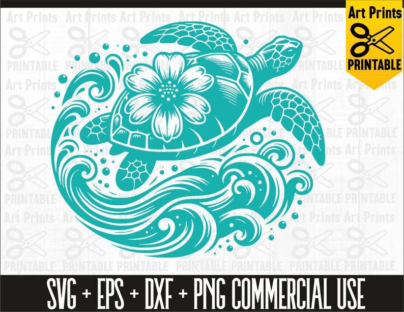 Floral Sea Turtle SVG - Beach Turtle With Flower Cut File - Digital ...