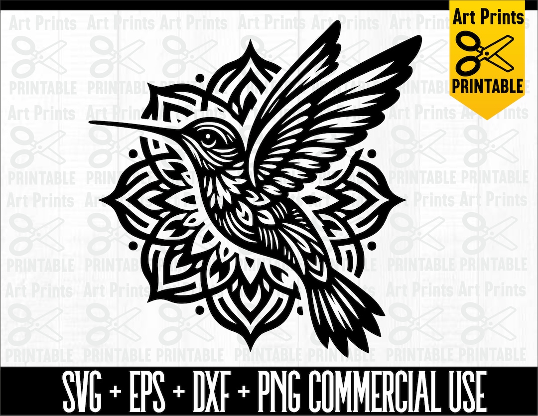 Colibrí SVG DXF Svg en capas, Mandala 3D Svg, Archivos Mandala Svg para ...