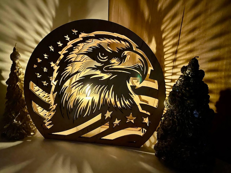 3D Laser Cut Lantern Eagles Candle Holder Night Light Digital Download ...