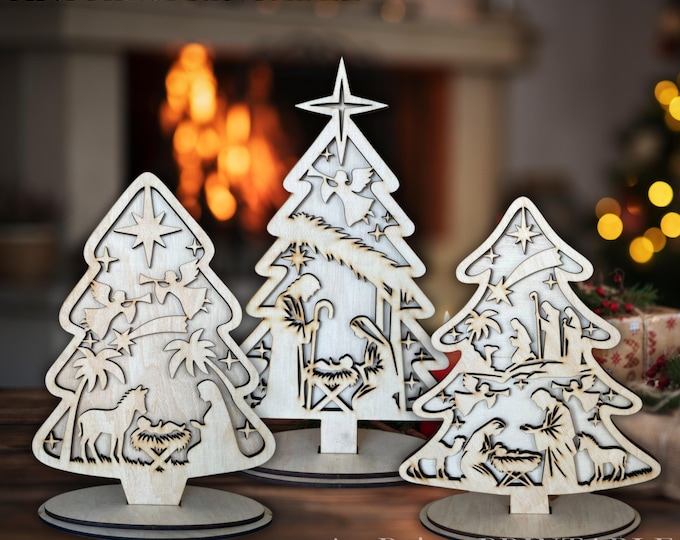 Nativity Christmas Tree Decor Laser Cut Svg, Nativity Stand Svg ...