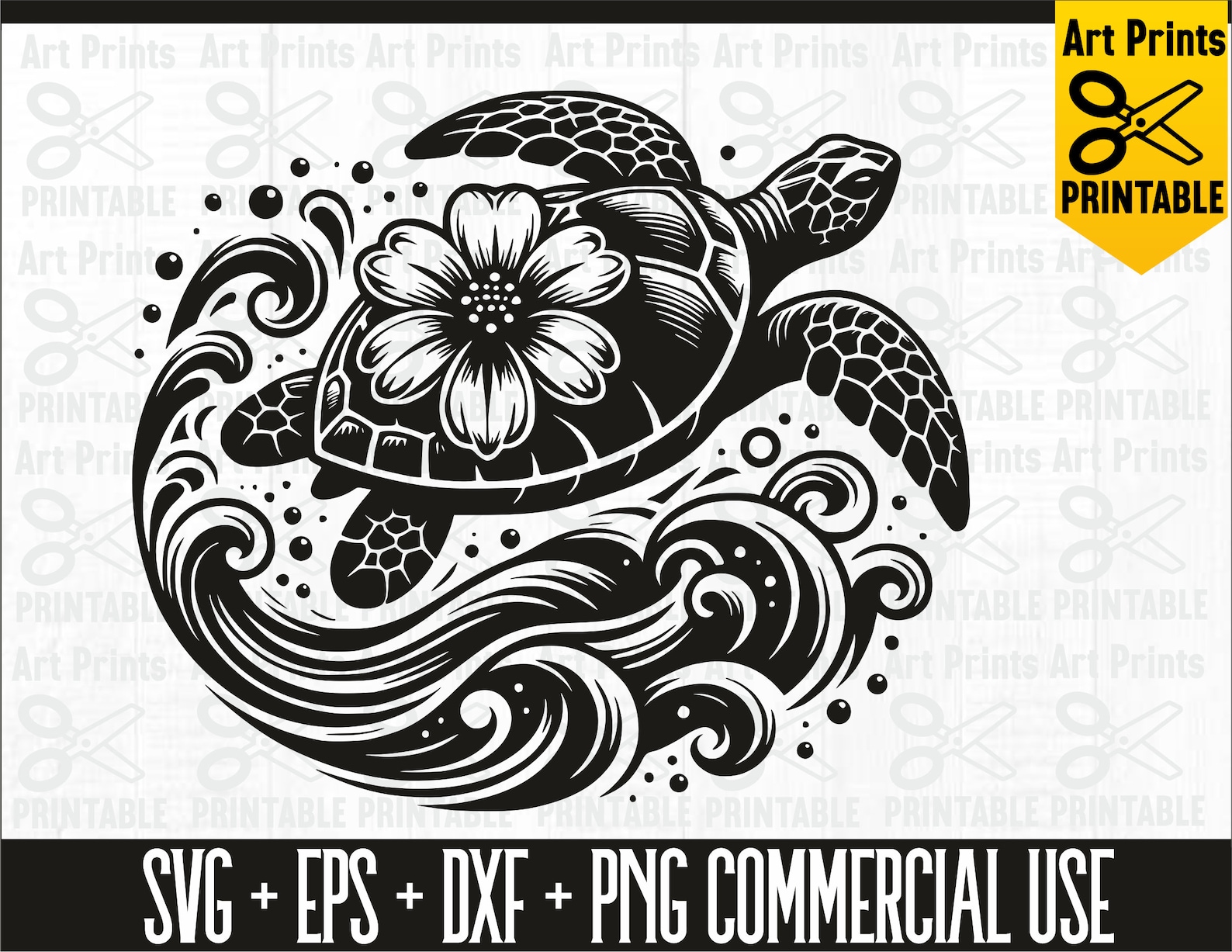 Floral Sea Turtle SVG - Beach Turtle With Flower Cut File - Digital ...