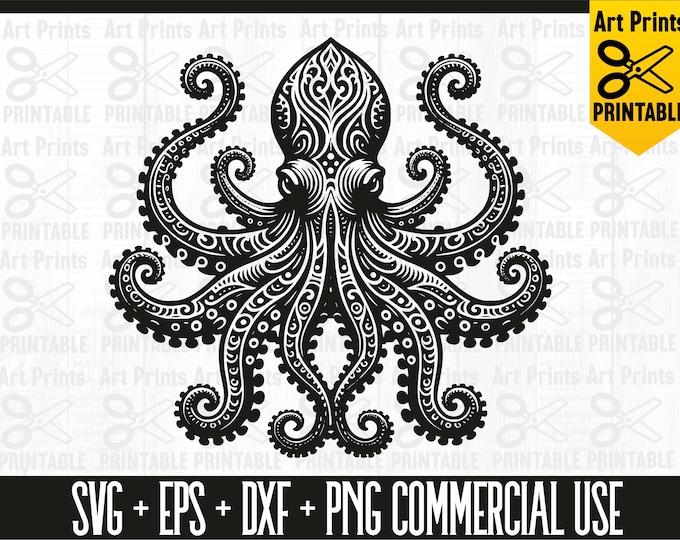Octopus SVG, Squid Svg, Octopus Clipart, Octopus Files for Cricut ...